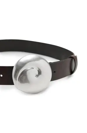 Mango Shell Buckle Leather Belt