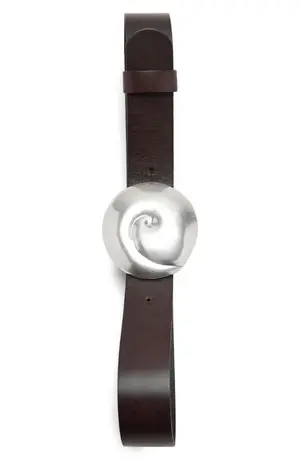 Mango Shell Buckle Leather Belt