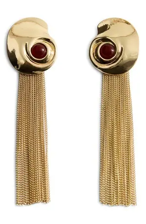Mango Sculptural Spiral Fringe Tassel Drop Earrings - Gold