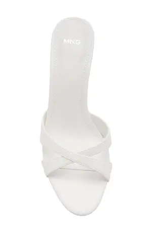Mango Criss-cross High Heel Slide Sandals - White