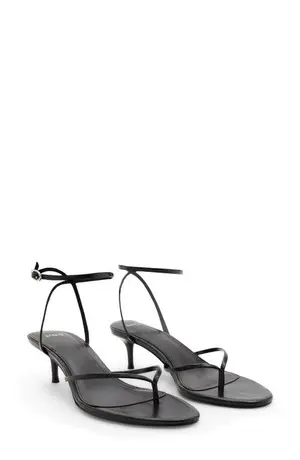 MANGO MANGO Minimalist Faux Leather Ankle Strap Sandals With Pin Heel