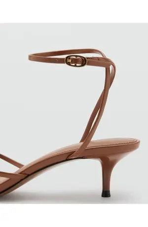 Mango Minimalist Faux Ankle Strap Sandals With Pin Heel - Leather