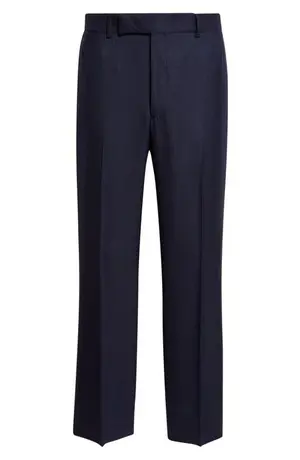 Thom Sweeney Flat Front Wide Leg Virgin Wool Trousers
