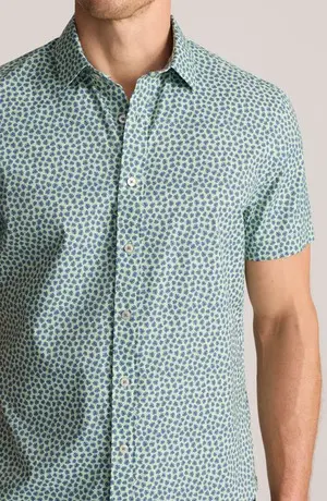 UNTUCKIT Leaf Print Short Sleeve Performance Button-up Shirt