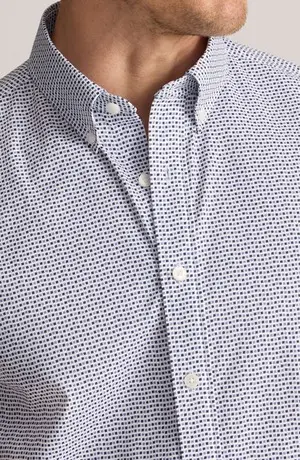 UNTUCKIT Microprint Short Sleeve Performance Button-down Shirt