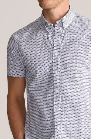 UNTUCKIT Microprint Short Sleeve Performance Button-down Shirt