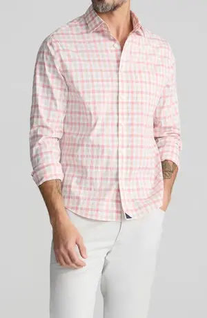 UNTUCKIT Kilpatrick Check Cottontek™ Performance Button-up Shirt - Red Khaki