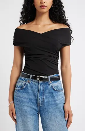 OPEN EDIT Crossover Off The Shoulder Top Black