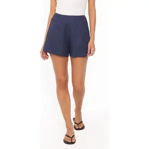 PETAL & PUP High Waisted Linen Blend Shorts - Navy