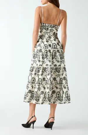 Guess Evelyn Eyelet Embroidery Midi Dress - White Multi