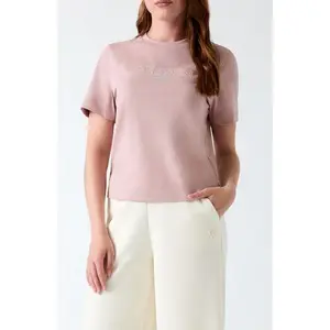 Guess Logo Crystal Embellished Cotton T-shirt - Open