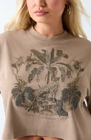 Guess Beaded Jungle Resort Crop T-shirt