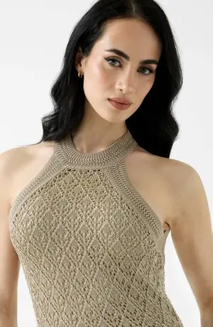 Guess Pointelle Knit Metallic Gown