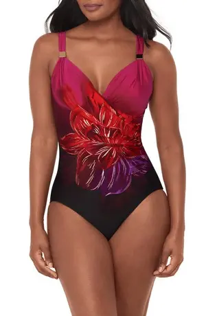 Miraclesuit Petali Rosa Siren Print One-piece Swimsuit - Black/multi