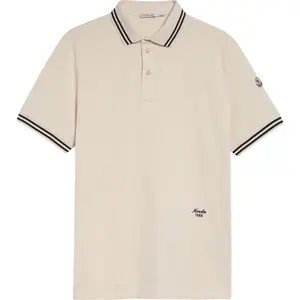 Moncler Tipped Cotton Piqué Polo - Ivory