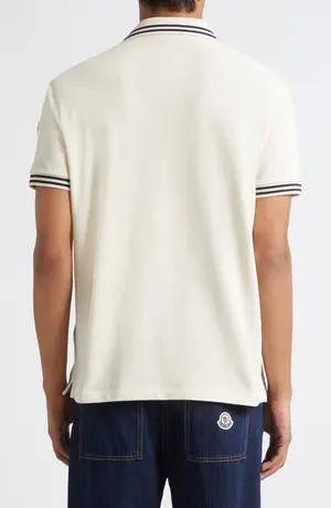 Moncler Tipped Cotton Piqué Polo - Ivory