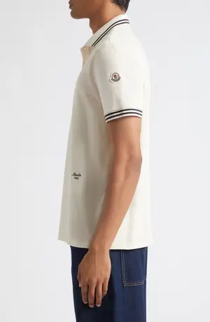 Moncler Tipped Cotton Piqué Polo - Ivory