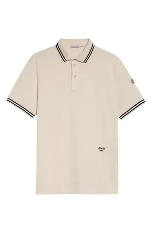 Moncler Tipped Cotton Piqué Polo - Ivory