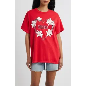MERCH TRAFFIC Nirvana Heart Shaped Cotton Graphic T-shirt - Red