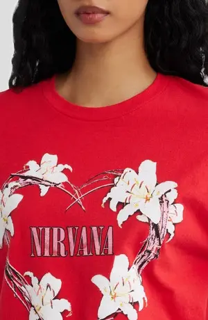 MERCH TRAFFIC Nirvana Heart Shaped Cotton Graphic T-shirt