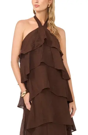 Vince Camuto Tiered Halter Midi Dress