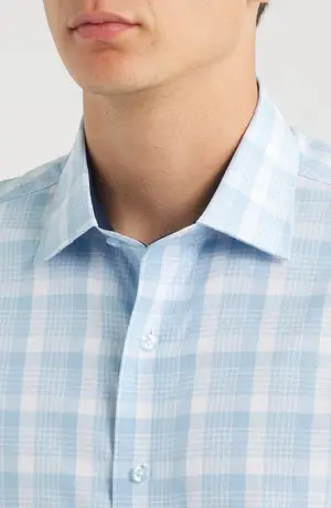 Lorenzo Uomo Trim Fit Plaid Check Cotton Dress Shirt