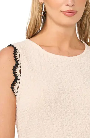 Vince Camuto Sleeveless Scalloped Tweed Top