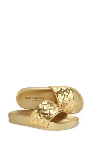 Kurt Geiger Meena Eagle Slide Sandal - Gold