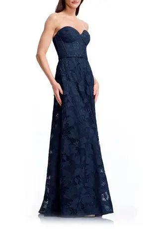 Dress The Population Pierson Floral Lace Strapless Gown