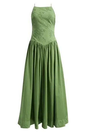 Topshop Embroidered Cotton Maxi Dress