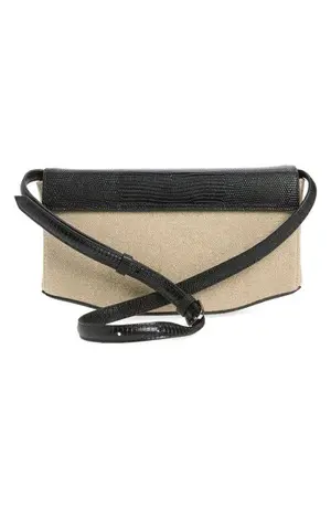 TOTEME Clip Canvas & Lizard Embossed Leather Top Handle Bag