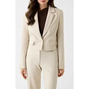 Guess Single-breasted Cropped Blazer - Medium Beige