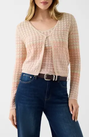 Guess Rosalyn Metallic Pointelle Cardigan - Pink