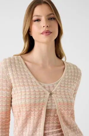 Guess Rosalyn Metallic Pointelle Cardigan - Pink
