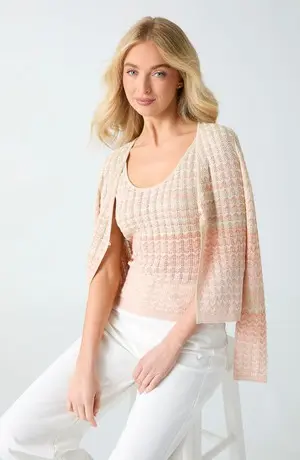 Guess Rosalyn Metallic Pointelle Cardigan - Pink