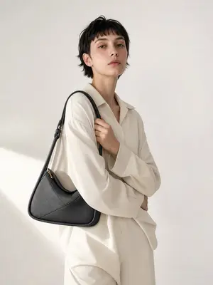 MI BOLSA LONDON Carnaby Genuine Pebble Leather Shoulder Bag