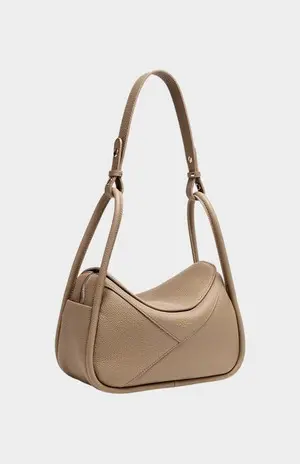 MI BOLSA LONDON Carnaby Togo Leather Shoulder Bag - Grey