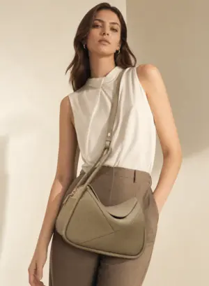 MI BOLSA LONDON Carnaby Togo Leather Shoulder Bag - Grey