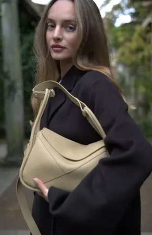 MI BOLSA LONDON Carnaby Togo Leather Shoulder Bag - Grey