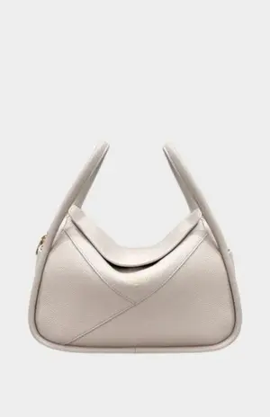 MI BOLSA LONDON Carnaby Genuine Pebble Leather Shoulder Bag - White