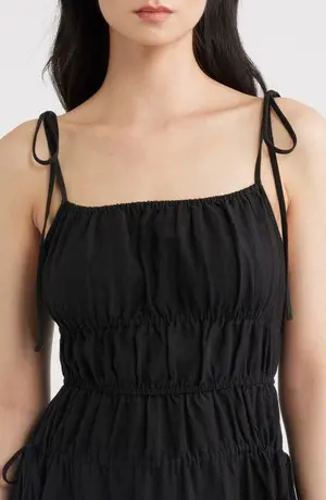 A.REN Novella Tie Strap Linen Maxi Dress