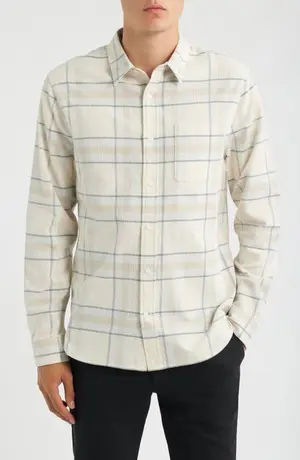 Vince Holme Plaid Cotton Corduroy Button-up Shirt - Blanco Combo