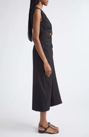 Veronica Beard Marisabel Bead Cutout Detail Stretch Cotton Dress