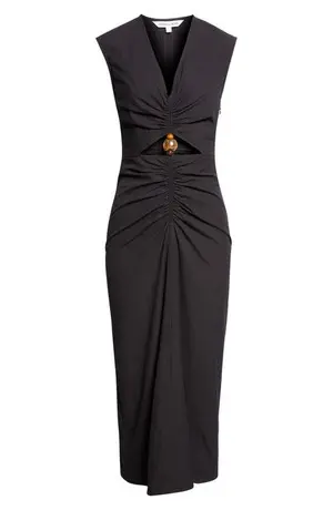 Veronica Beard Marisabel Bead Cutout Detail Stretch Cotton Dress