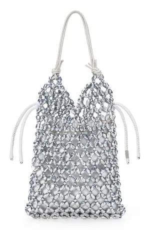 Staud Karla Crystal Beaded Shoulder Bag - Silver