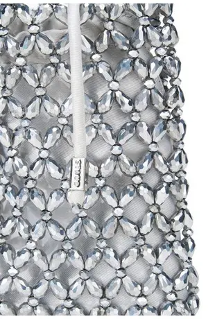Staud Karla Crystal Beaded Shoulder Bag - Silver