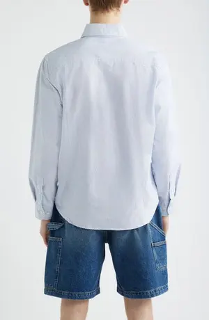 CORRIDOR Stripe Cotton Button-down Oxford Shirt - Blue