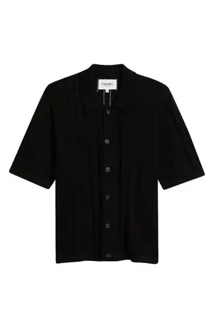 CORRIDOR Pointelle Stripe Organic Cotton Sweater Polo