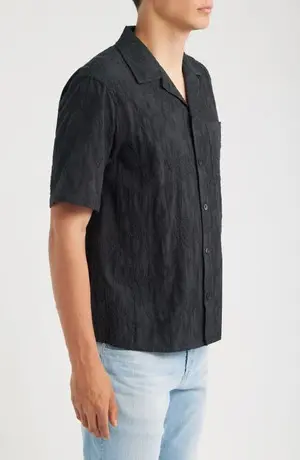 CORRIDOR Paisley Embroidered Cotton Camp Shirt - Black