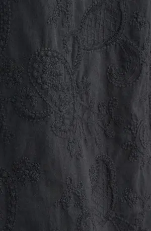 CORRIDOR Paisley Embroidered Cotton Camp Shirt - Black